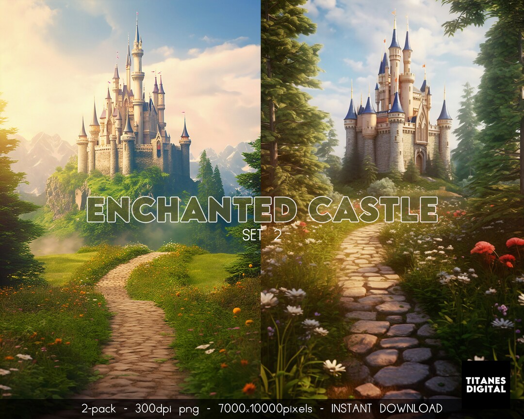 Enchanted Castle Backdrop, Fairy Tale Castle Background, Fantasy ...