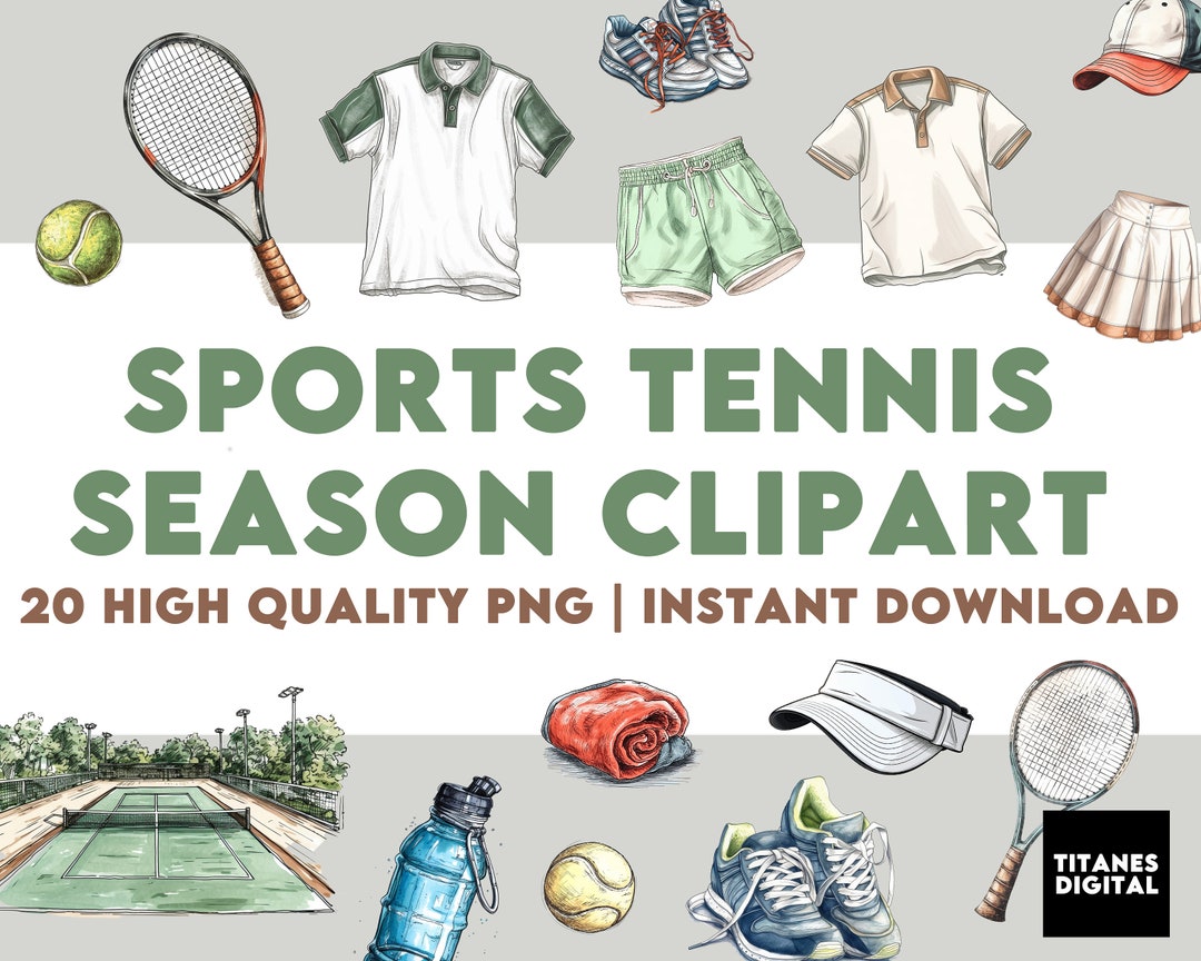 Watercolor Tennis Clipart, Tennis Ball Clip Art, Kids Sport Clip Art ...