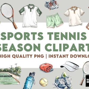 Watercolor Tennis Clipart, Tennis Ball Clip Art, Kids Sport Clip Art ...