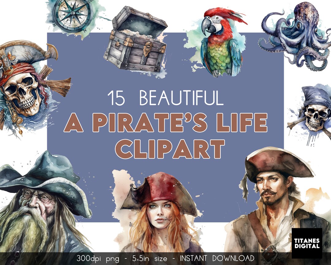 Pirate Clipart, Pirates PNG, Ephemera, Scrapbook, Caribbean, Pirate ...