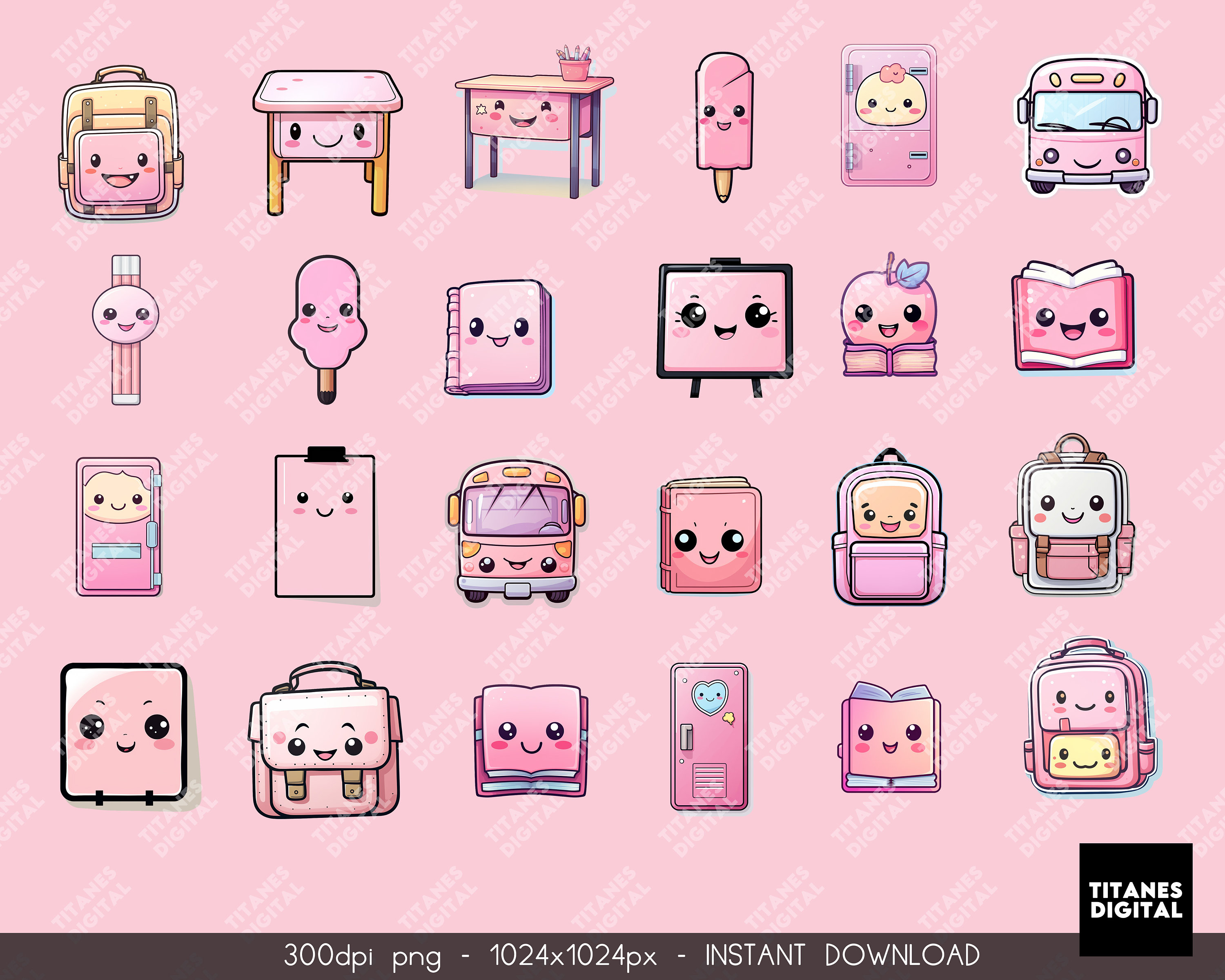 Cute Pink School Supplies PNG Bundle Cute Back to School - Etsy Australia