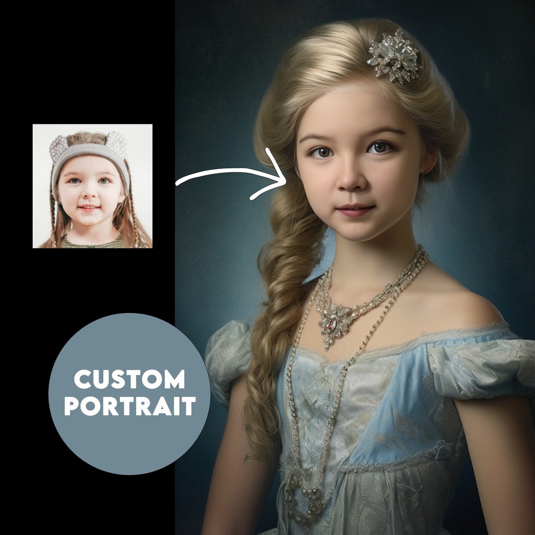 Frozen Princess Portrait, Custom Princess Portrait, Personalized ...