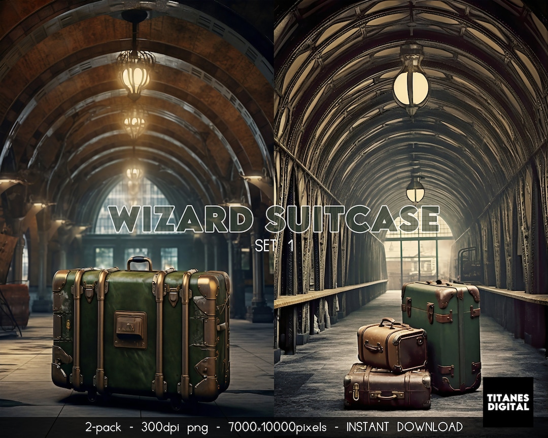 Wizard Suitcase Backdrop, Wizard Magic Train Station Digital Background ...