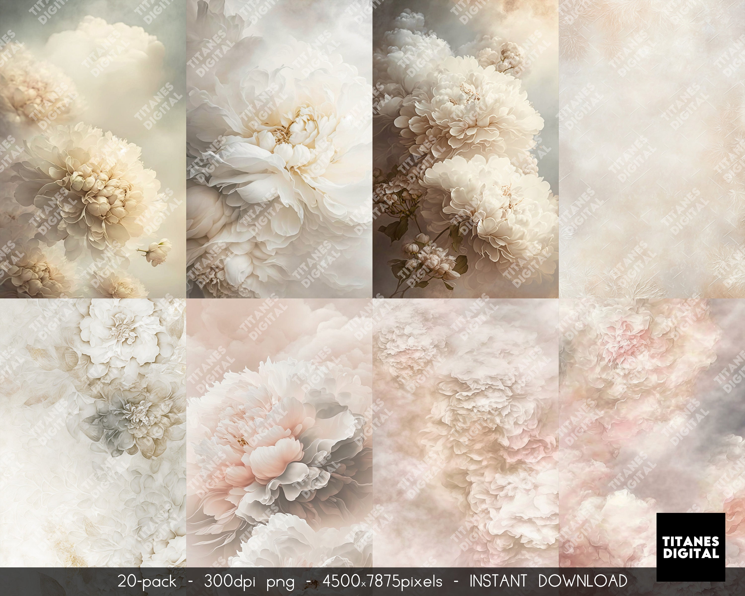 20 Soft Neutral Floral Fine Art Digital Backdrops Photoshop - Etsy