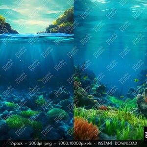 Underwater Background, Underwater Overlays, Ocean Bundle Pack, Mermaid ...
