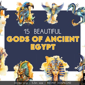 Gods of Ancient Egypt PNG, Watercolor Clip Art, Ephemera, Scrapbook ...