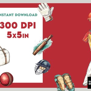 Watercolor Cricket Green Clipart, Cricket Game Clip Art, Kids Sport ...