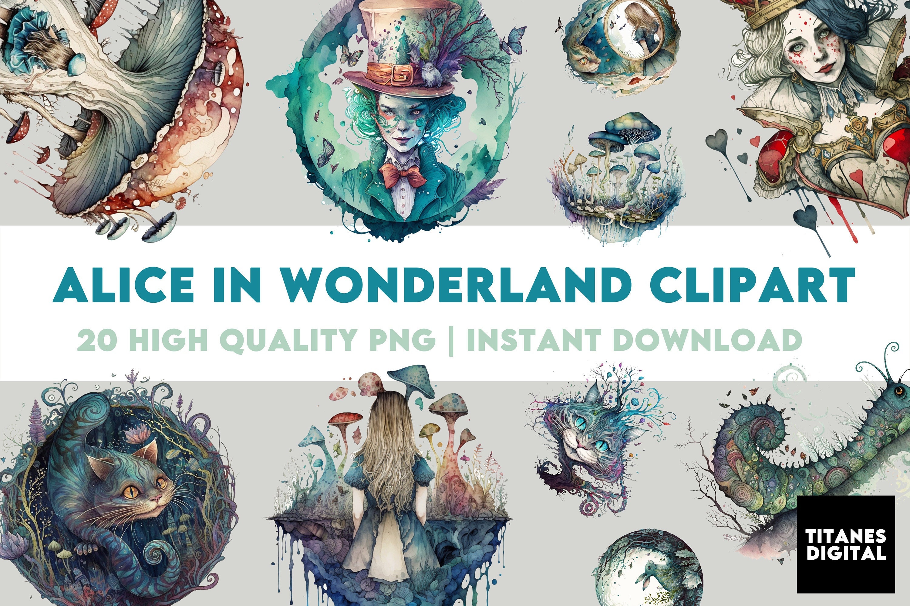 Alice in Wonderland Clipart Fantasy Clipart Fairytale - Etsy UK