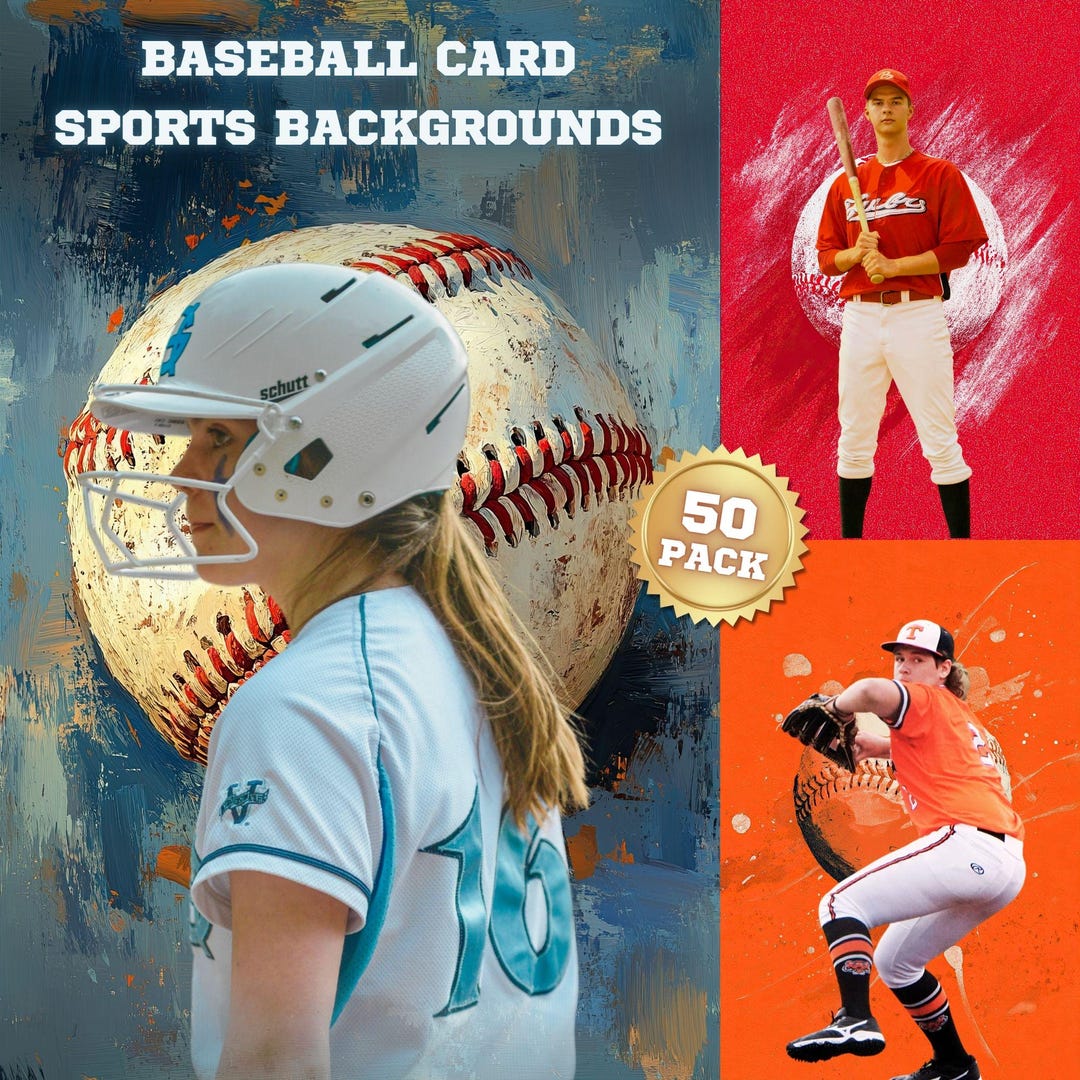 Baseball Card Digital Backdrop: 50 Sports Photography Backgrounds (JPG ...