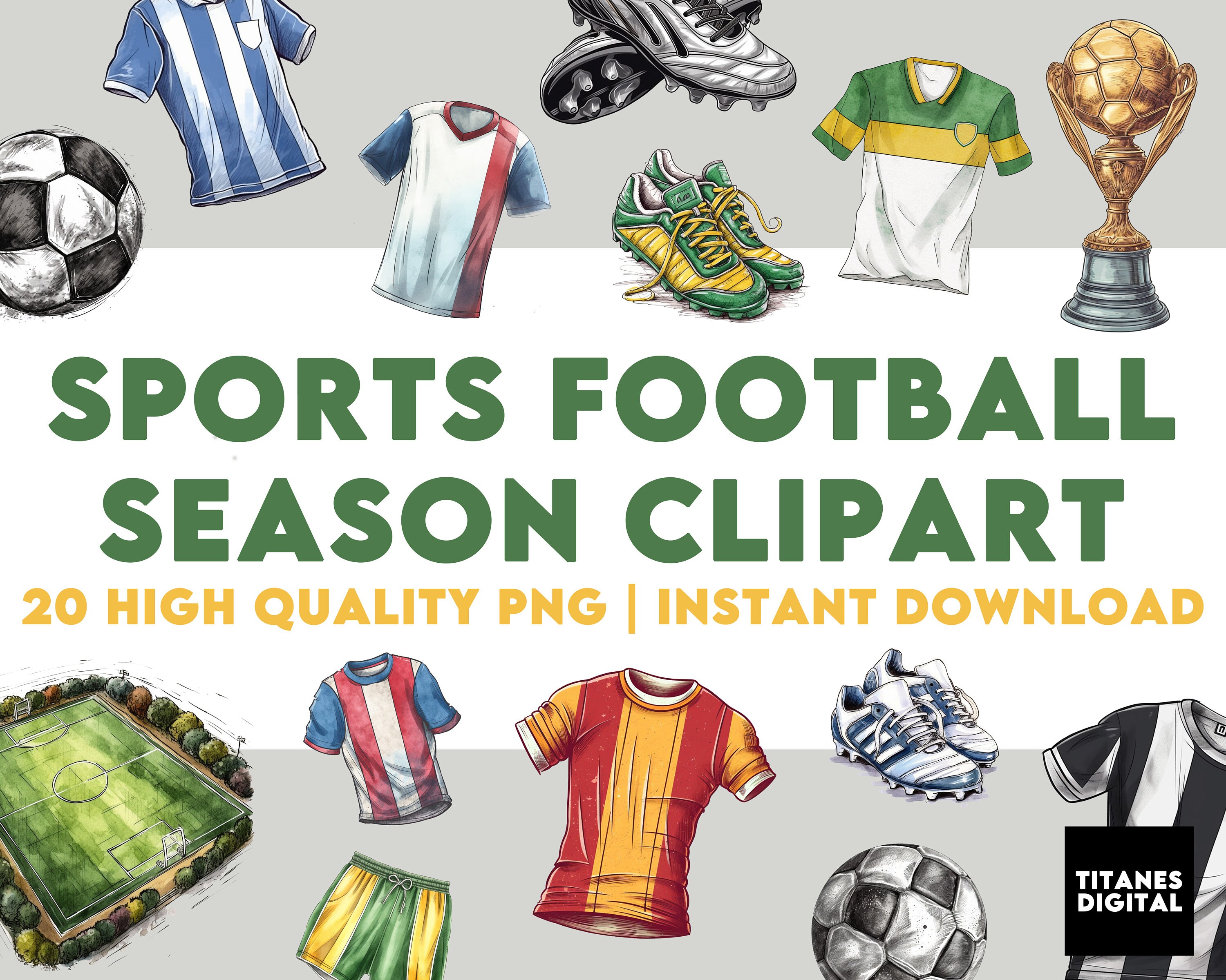 Watercolor Football Clipart Soccer Sports Clip Art Kids - Etsy