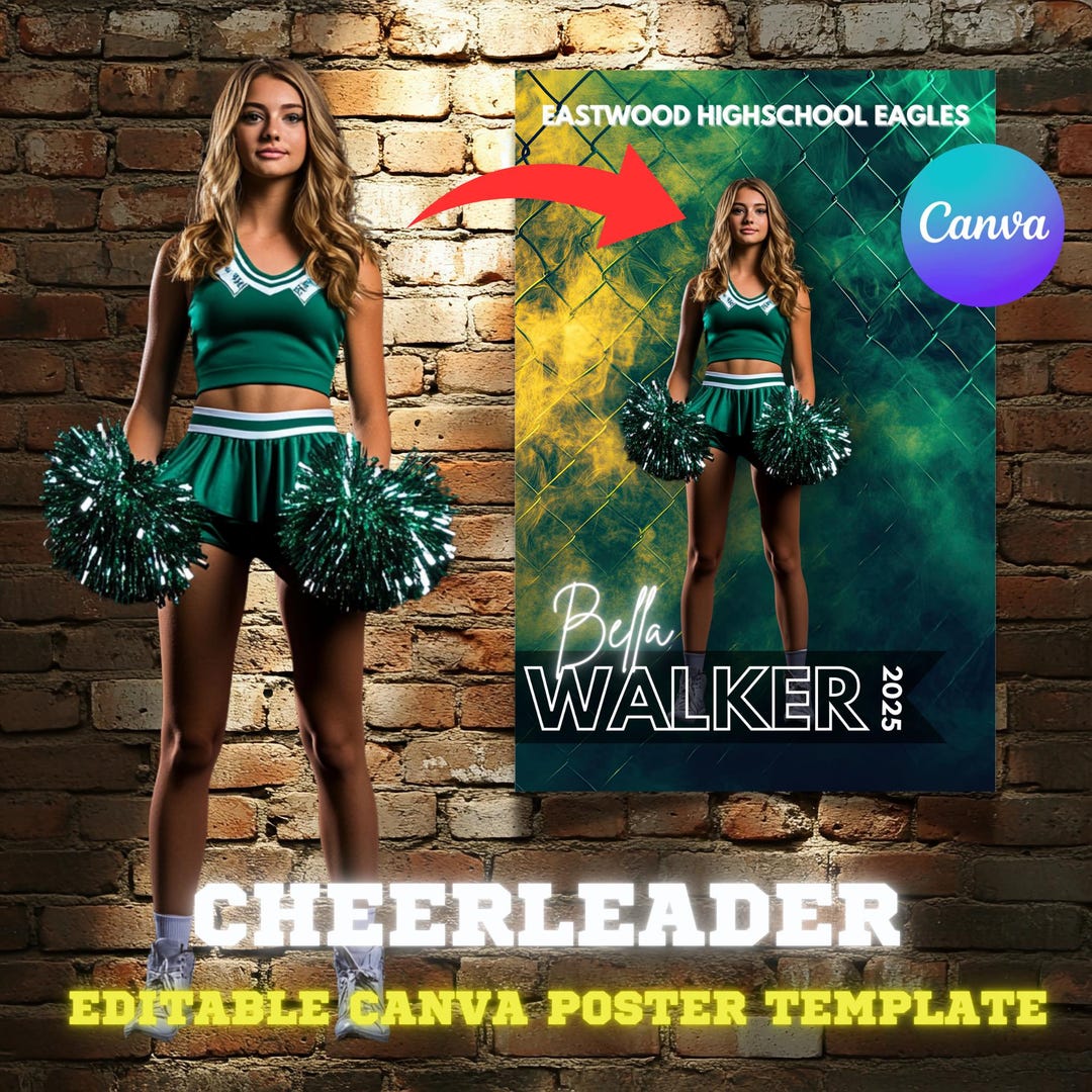 Cheerleader Poster Canva Template: Senior Night, Game Day - Etsy