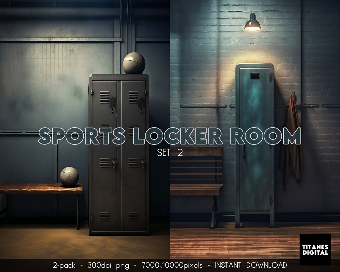 Sports Locker Room Digital Backdrop: Superhero, Football, Baseball (PNG ...