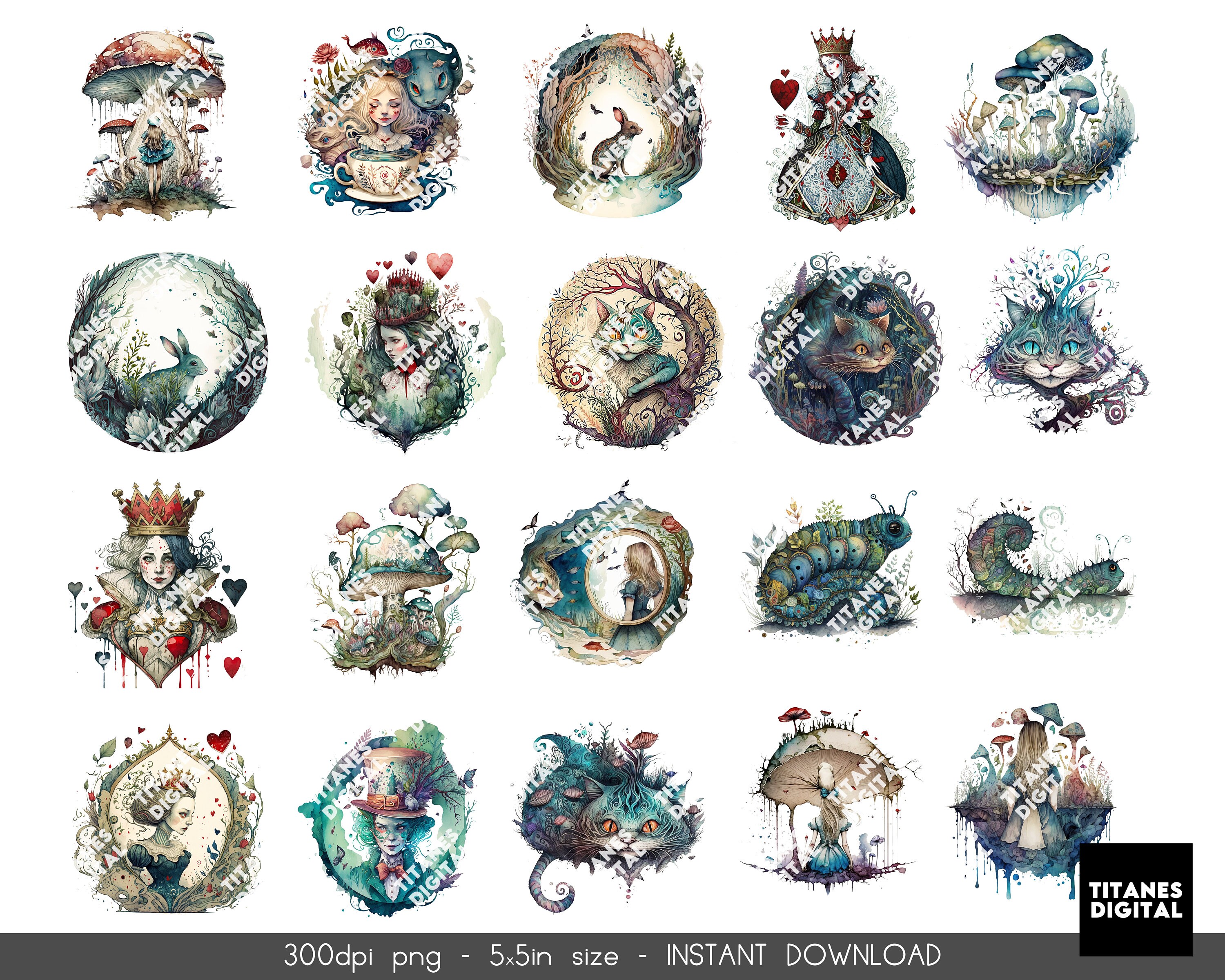 Alice in Wonderland Clipart Fantasy Clipart Fairytale - Etsy