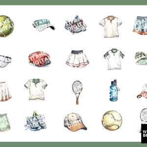 Watercolor Tennis Clipart, Tennis Ball Clip Art, Kids Sport Clip Art ...