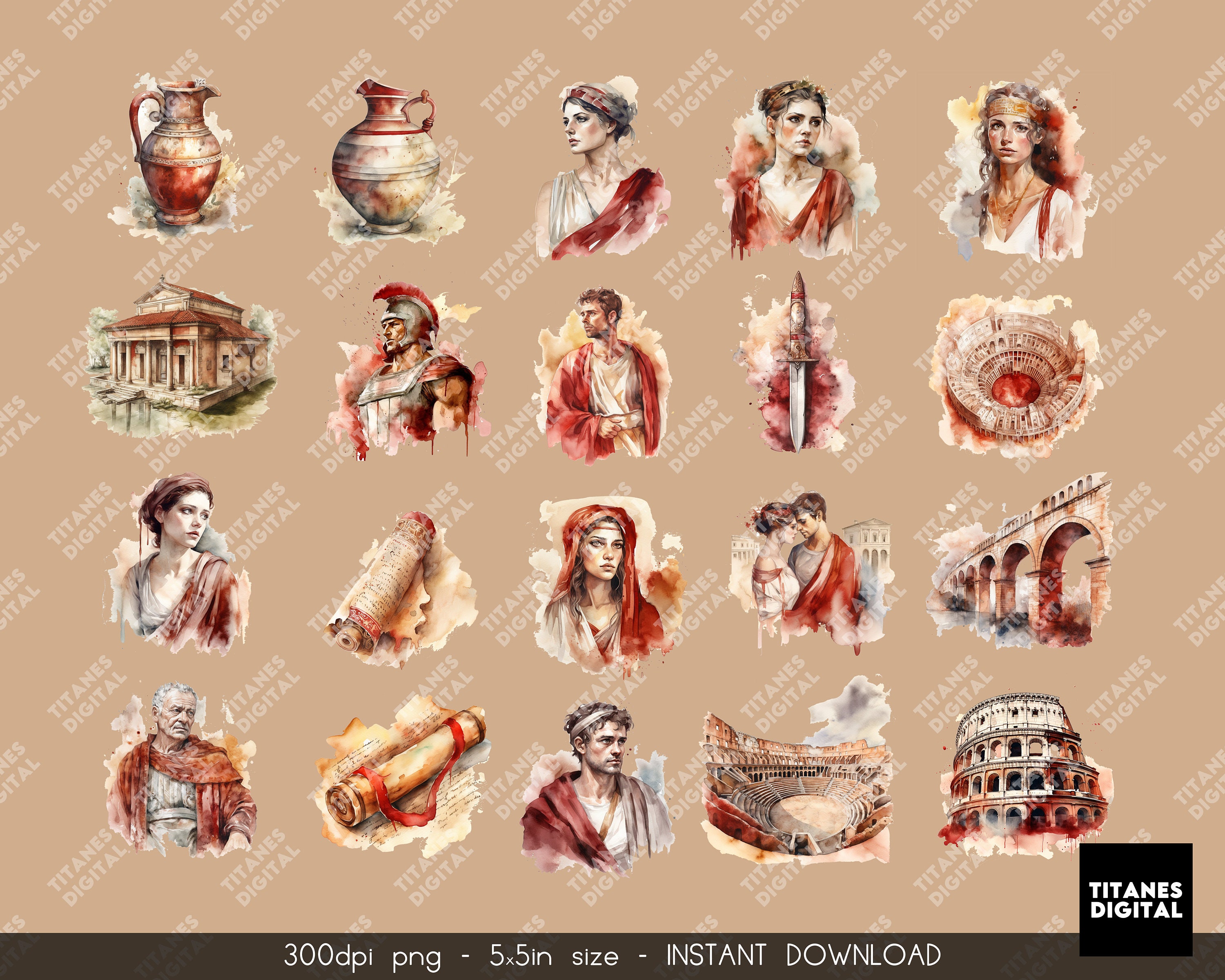 100 Ancient History Clipart Bundle Celtic Watercolor - Etsy