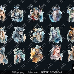Gods of Norse Mythology PNG, Thor Clipart, Loki Clipart, Watercolor ...