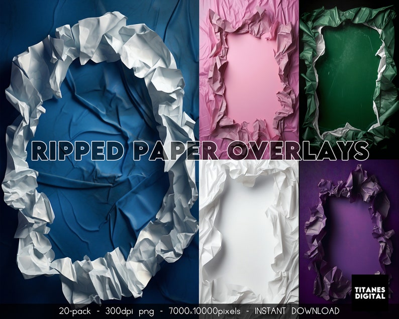 Ripped Paper Overlay: PNG Digital Backdrop (digital Download) - Etsy