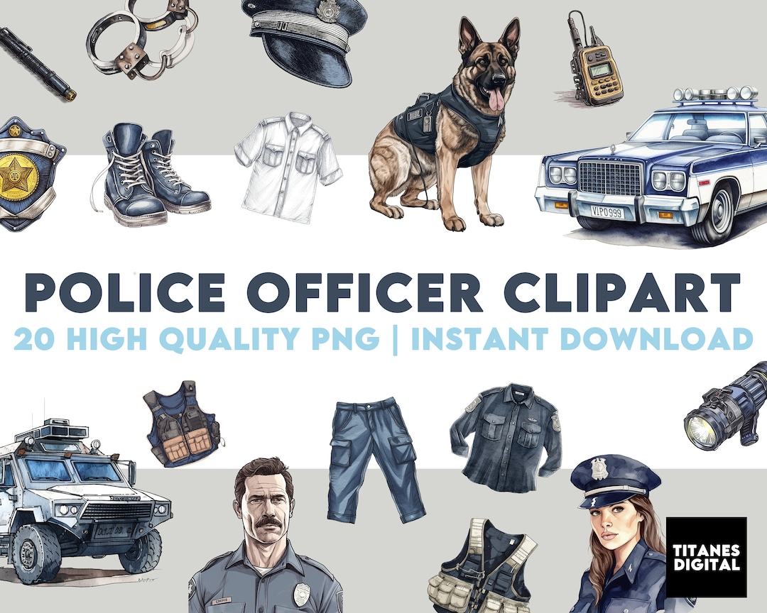 Police Watercolor Clipart, Cop Clip Art, Police Officer Clipart, Police ...