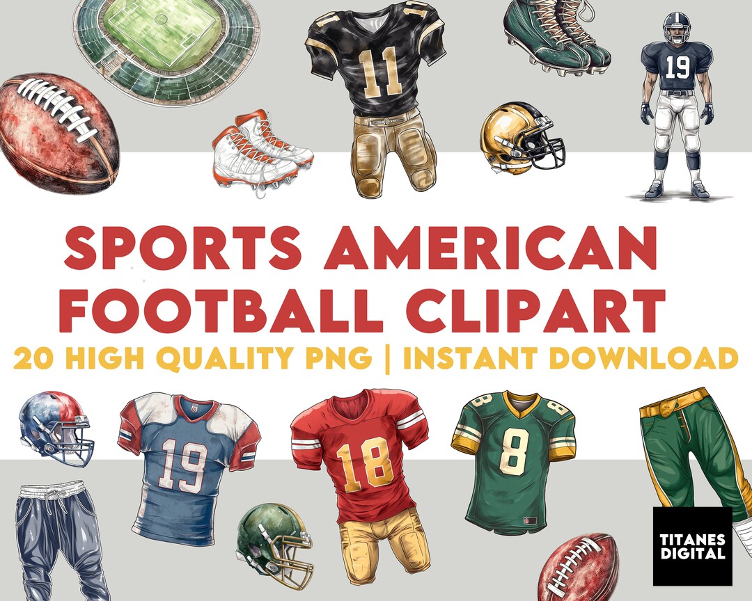 Watercolor American Football Clipart, Sports Clip Art, Kids Sport Clip ...