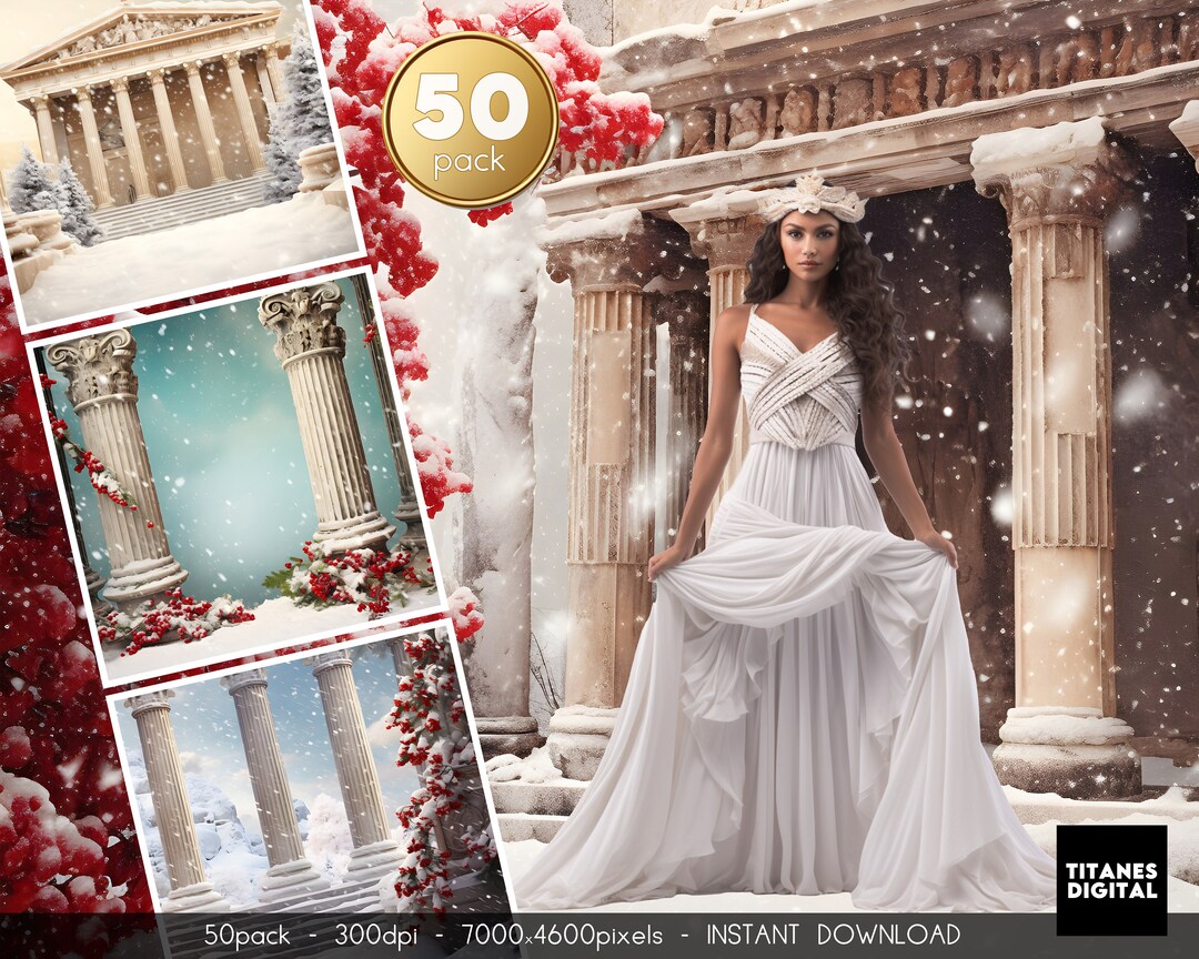 50 Floral Greek Column Digital Backdrops: Christmas, Maternity Overlays ...
