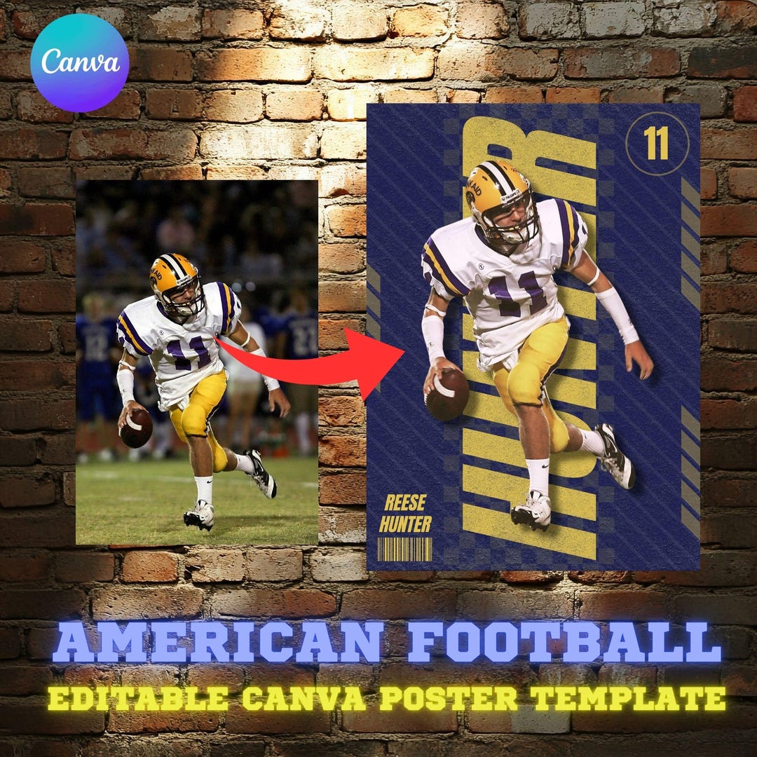 Football Poster Canva Template: Custom Sports, Senior Night (2.5x3.5 ...