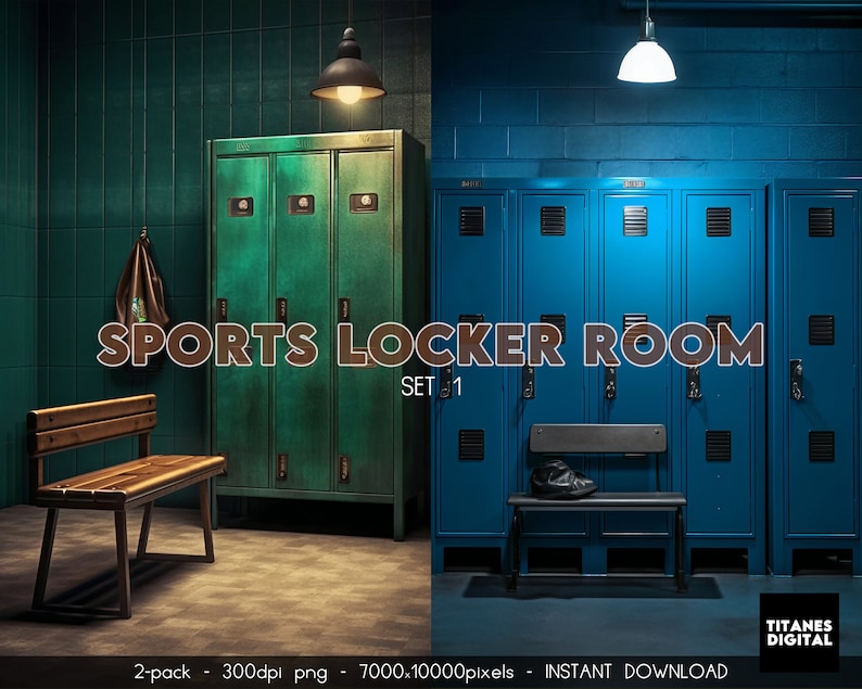 Sports Locker Room Digital Background: Football, Baseball (PNG Files ...