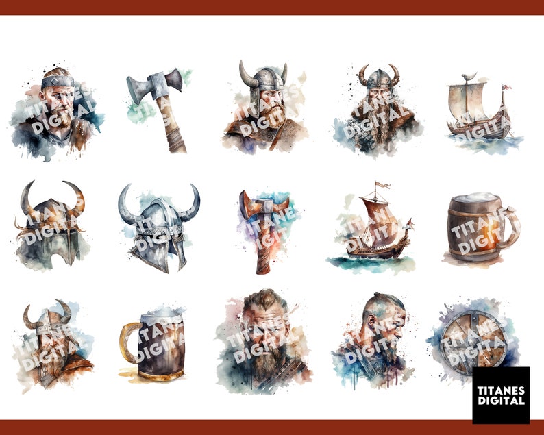 Warrior Viking Clip Art PNG Norsemen Clipart Vikings - Etsy