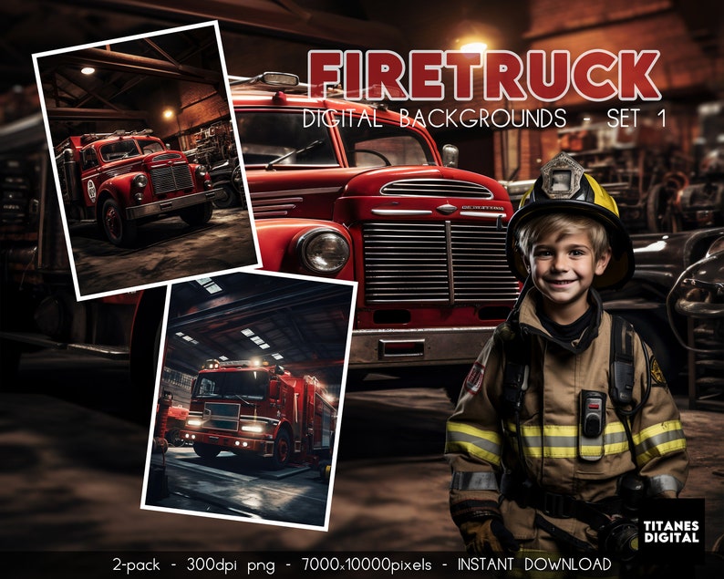 Firefighter Background Firetruck Backdrop Fire Station Kids - Etsy