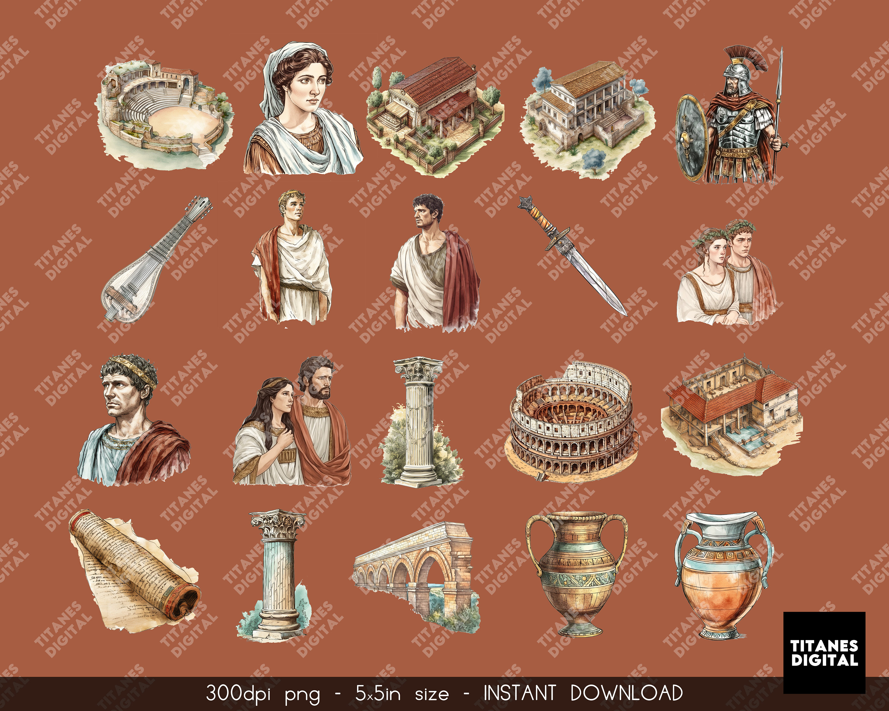 100 Ancient History Clipart Bundle Celtic Watercolor - Etsy