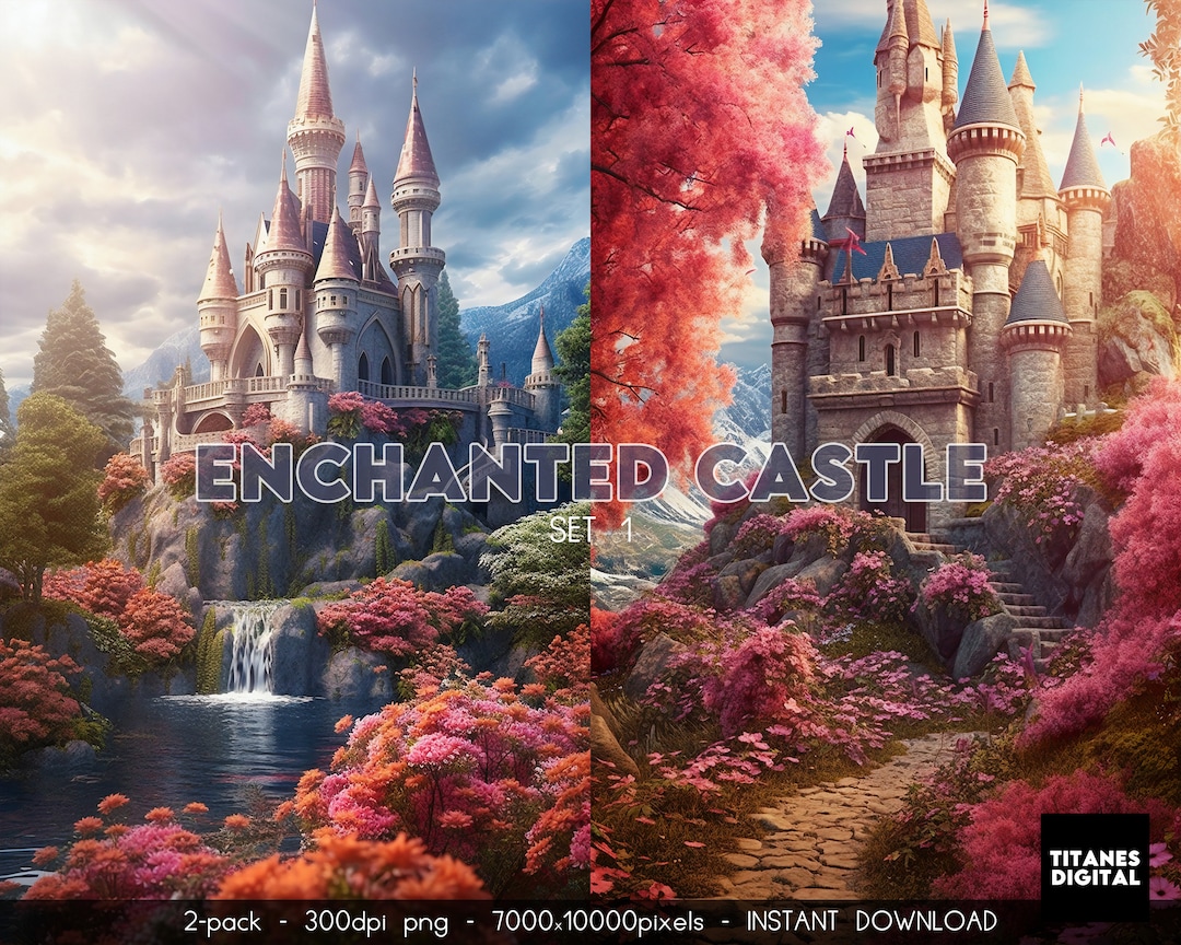 Enchanted Castle Backdrop, Fairy Tale Castle Background, Fantasy ...