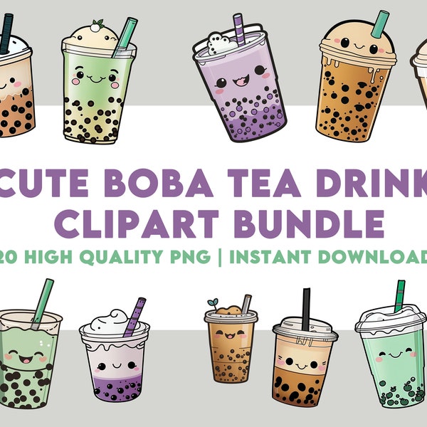 Kawaii Boba Tea Png - Etsy