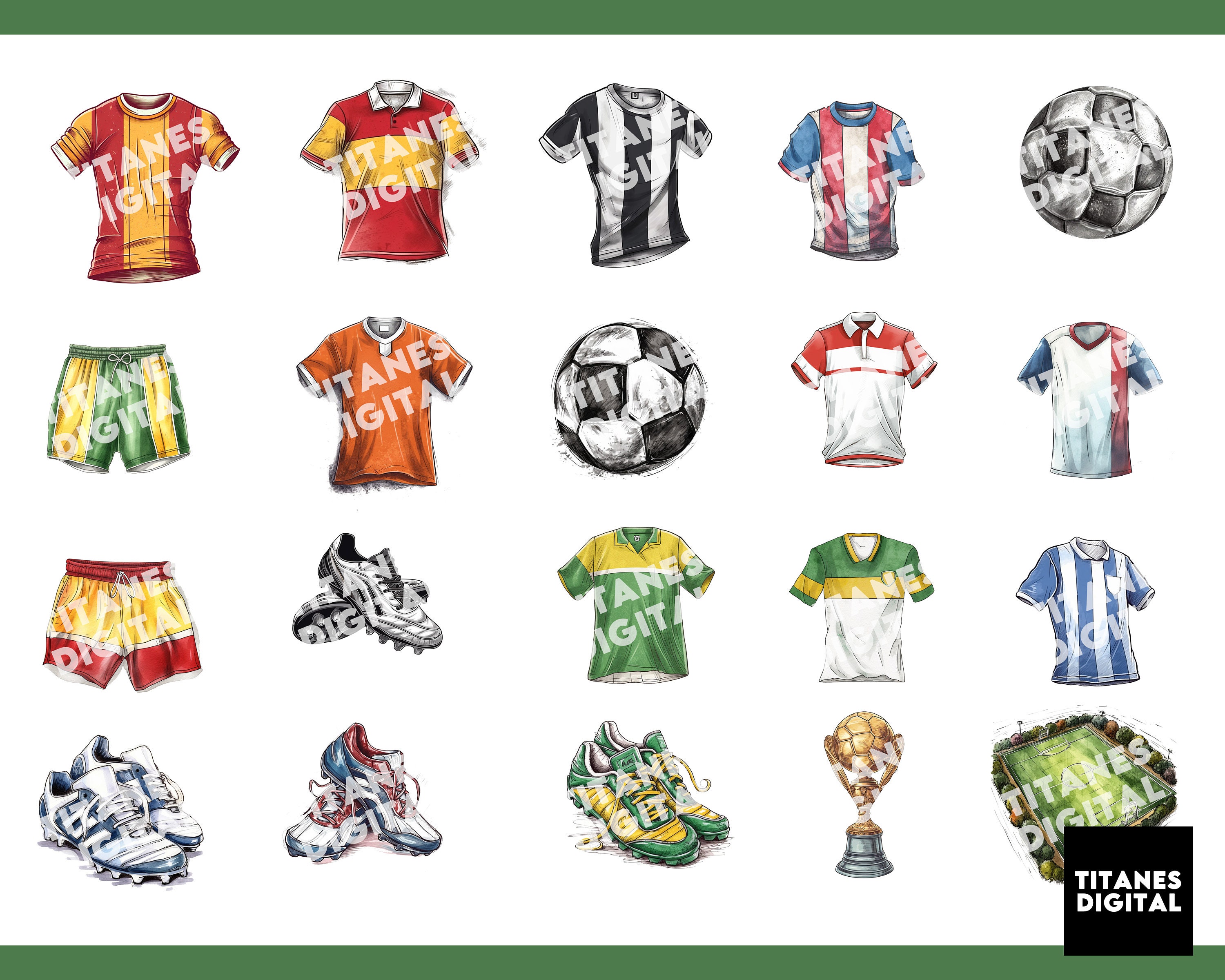 Watercolor Football Clipart Soccer Sports Clip Art Kids - Etsy
