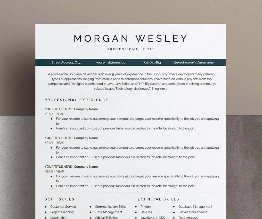 Plantilla de currículum ATS Google Docs, plantilla de currículum ATS ...