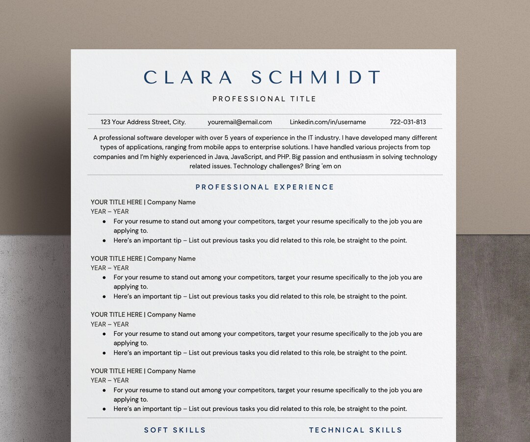 Resume Template Google Docs ATS Friendly Resume Template - Etsy