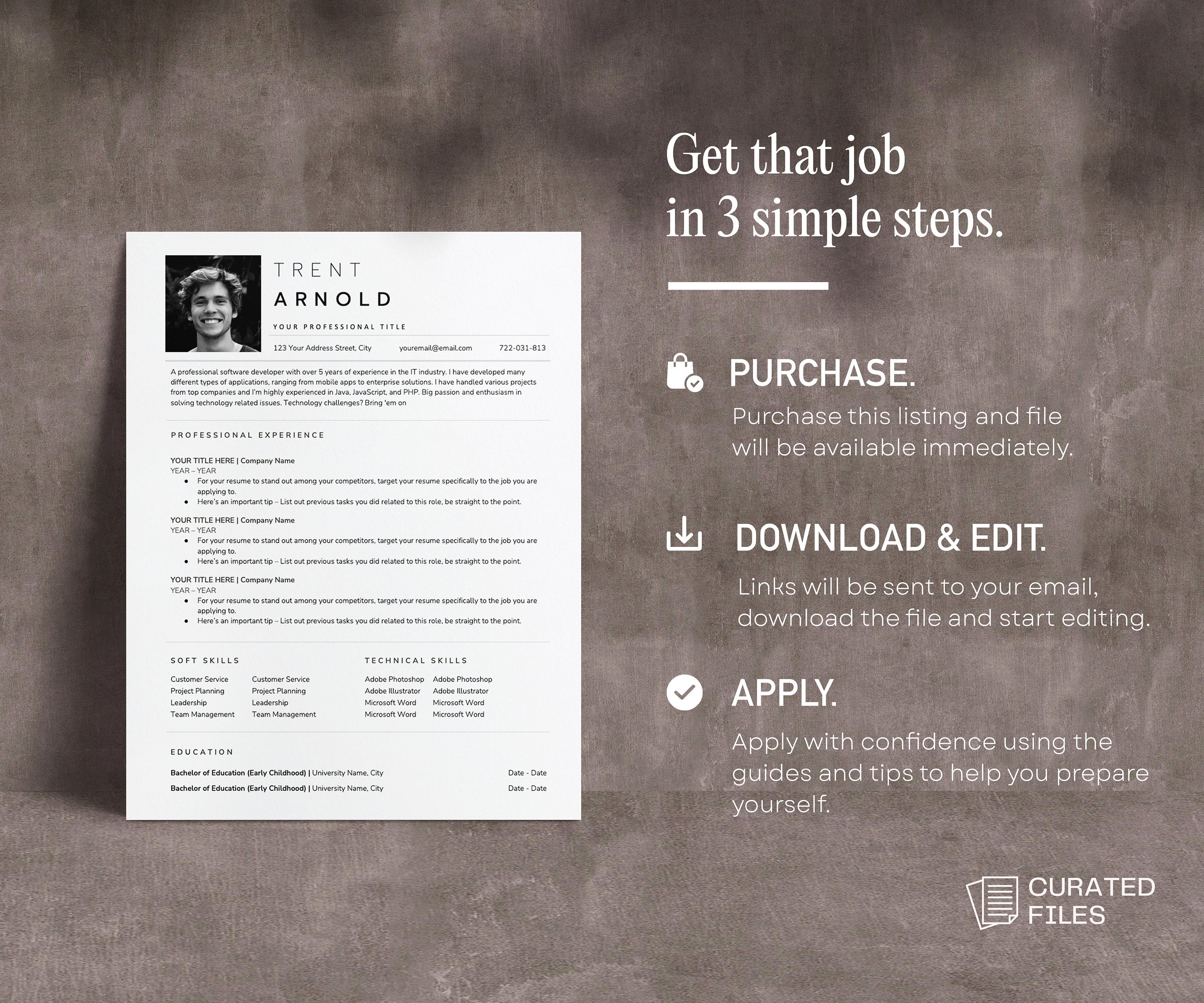 ATS Resume Template Google Docs, Resume Template With Photos for Word ...