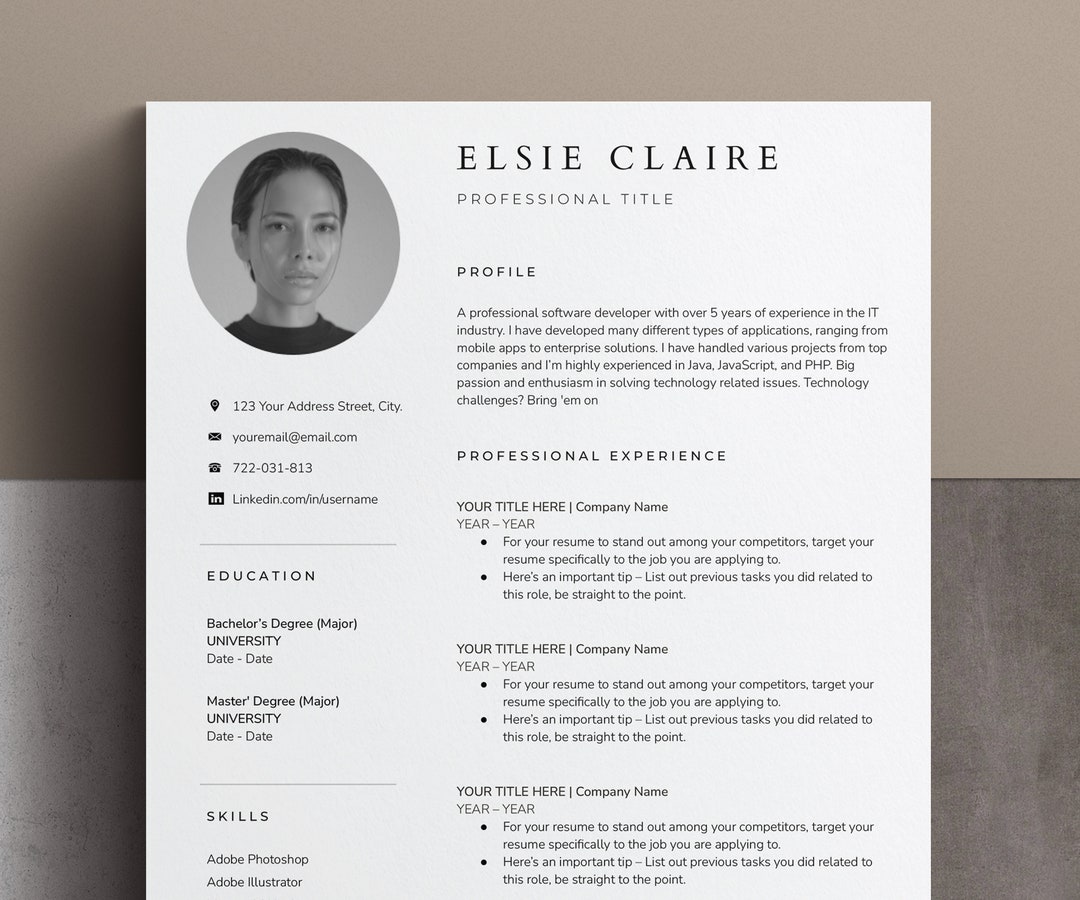 Resume Template With Photo, Resume Template Google Docs, Modern Resume ...