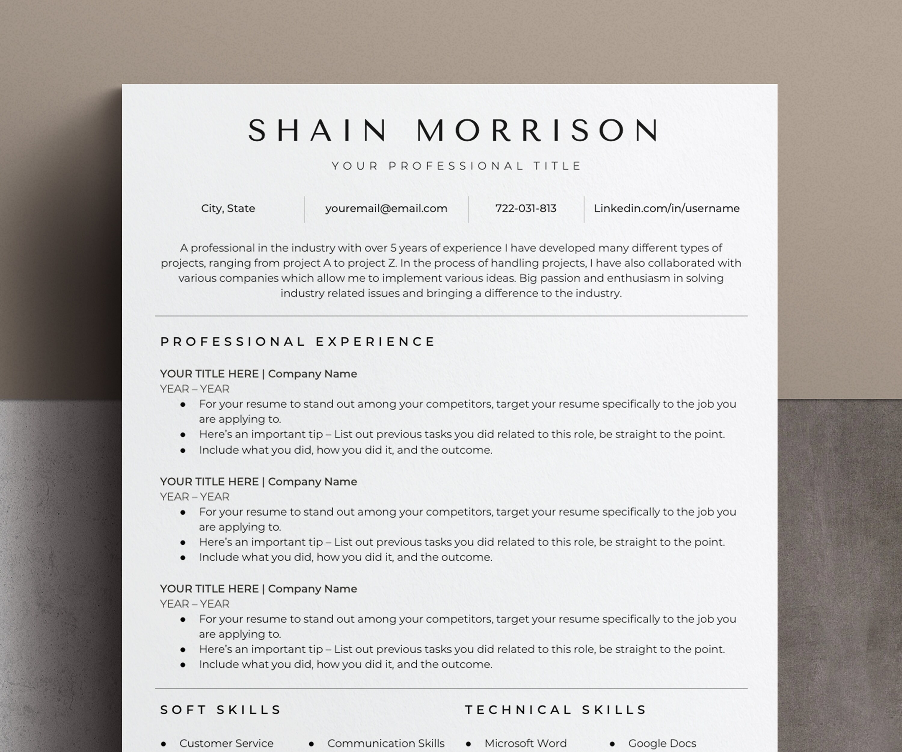 Modern ATS Resume Google Docs, ATS Friendly Resume Template Word, Clean ...