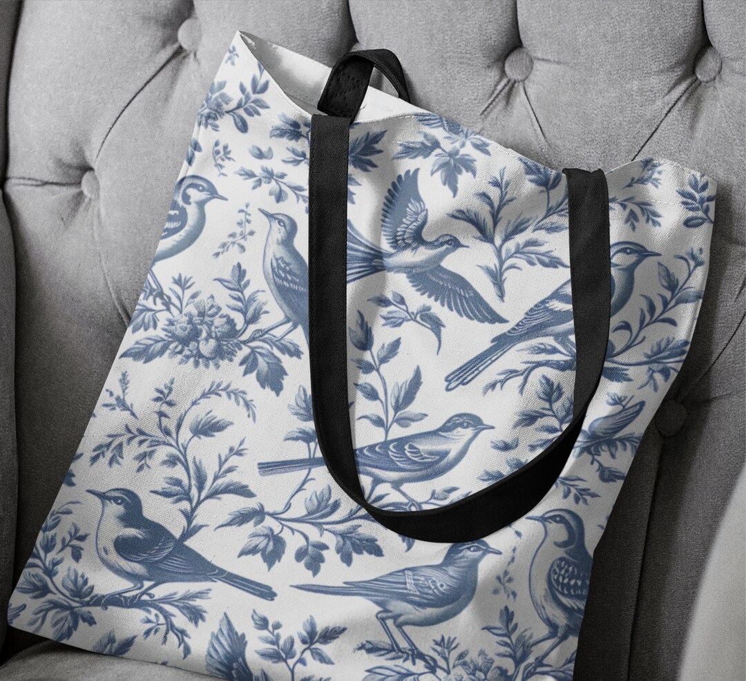 French Country Tote Bag, Toile Tote Bag, Blue Toile Tote Bag, Willow ...