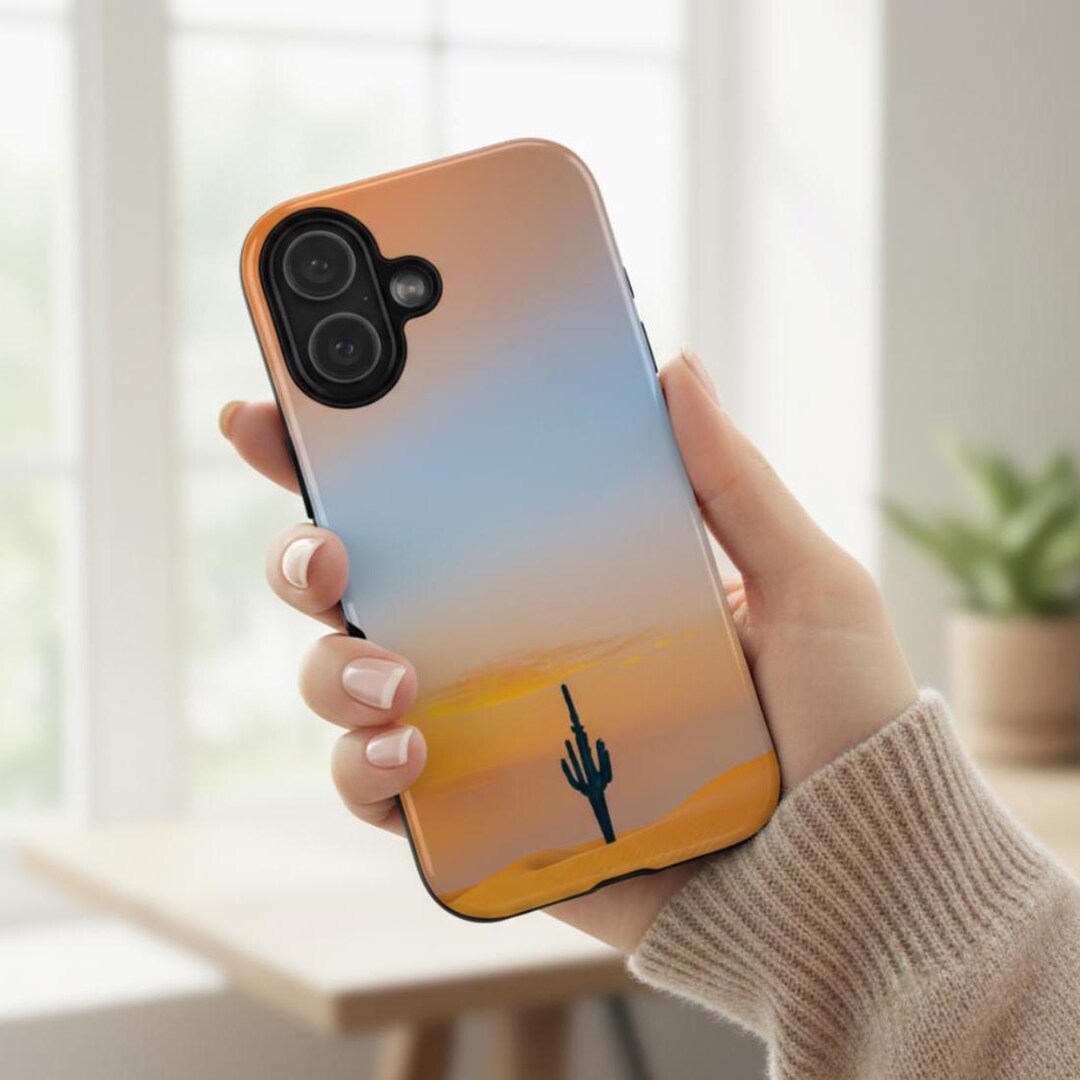 Desert Cactus Sunset Phone Case, Southwestern Design, Protective Cover ...
