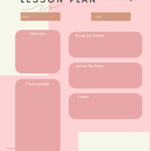 Dance Teacher Lesson Planner for Choreography, Dance Class - Etsy