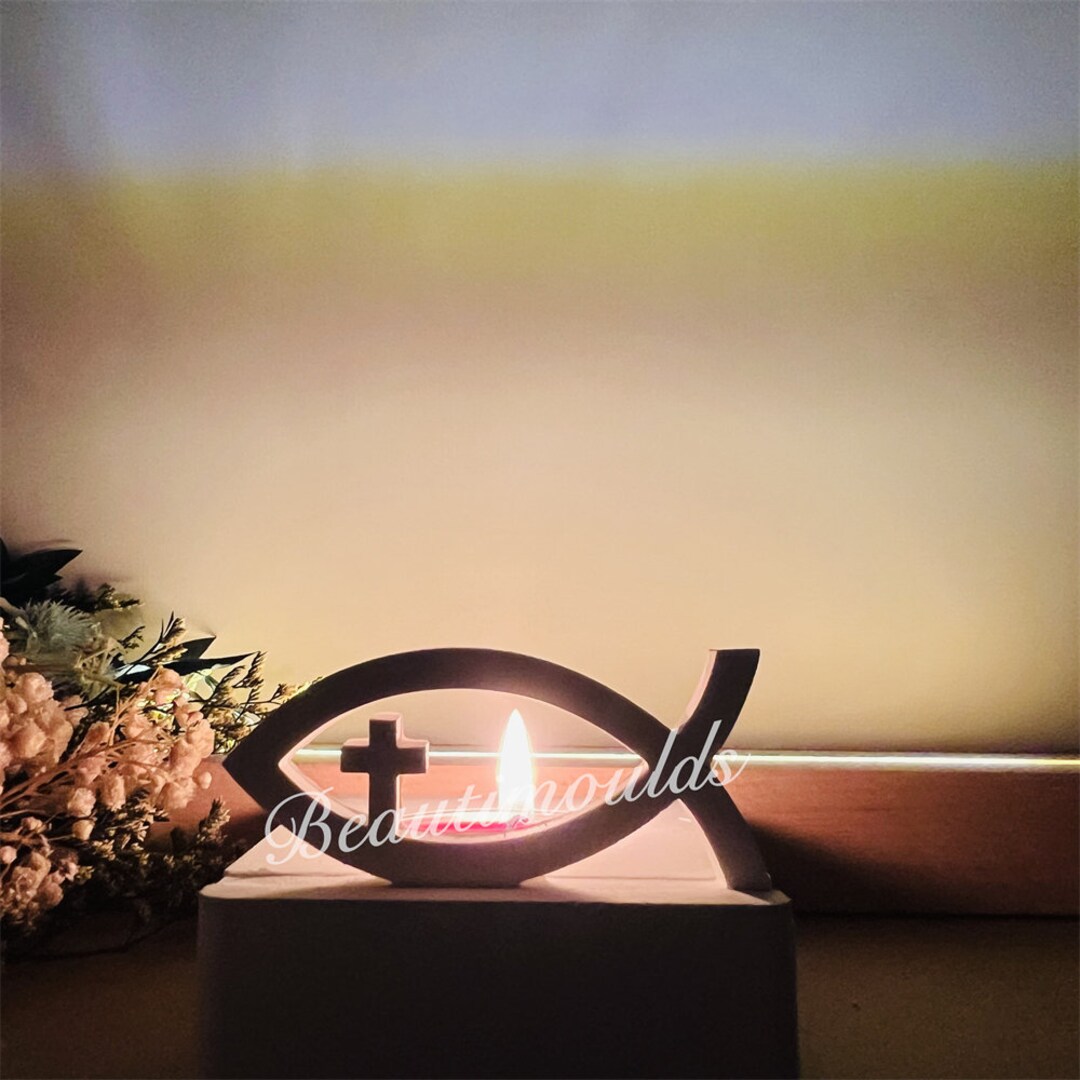 Silicone Mold , Cross & Fish Insert for Tea Light Holder , Church ...