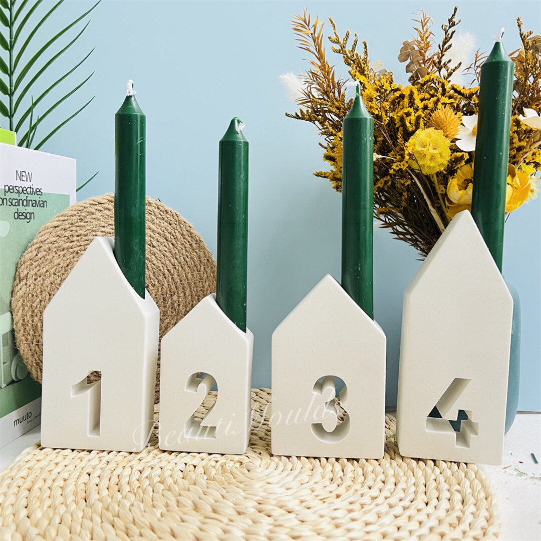 Silicone Molds , House Numbers 1 2 3 4 Candle Holder , Light House ...