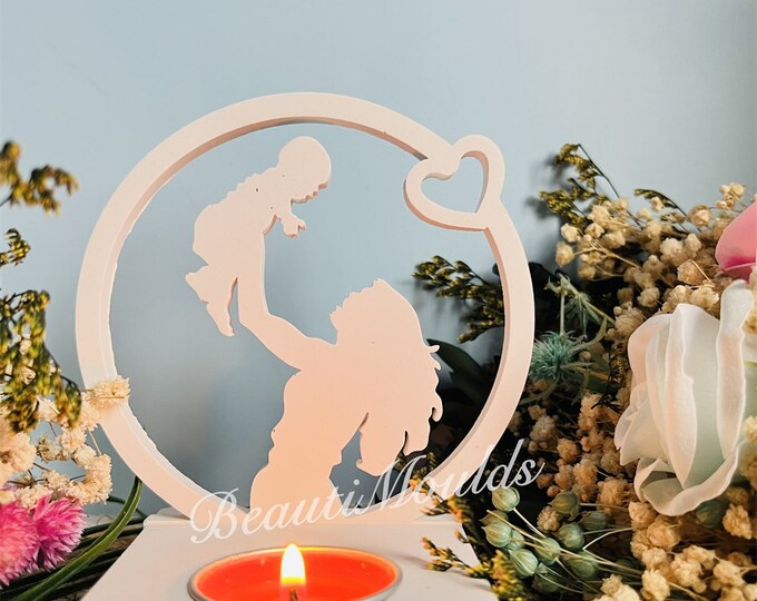 Silicone Mold , Mom and Kid Insert for Tea Light Holder , Mother's Day ...