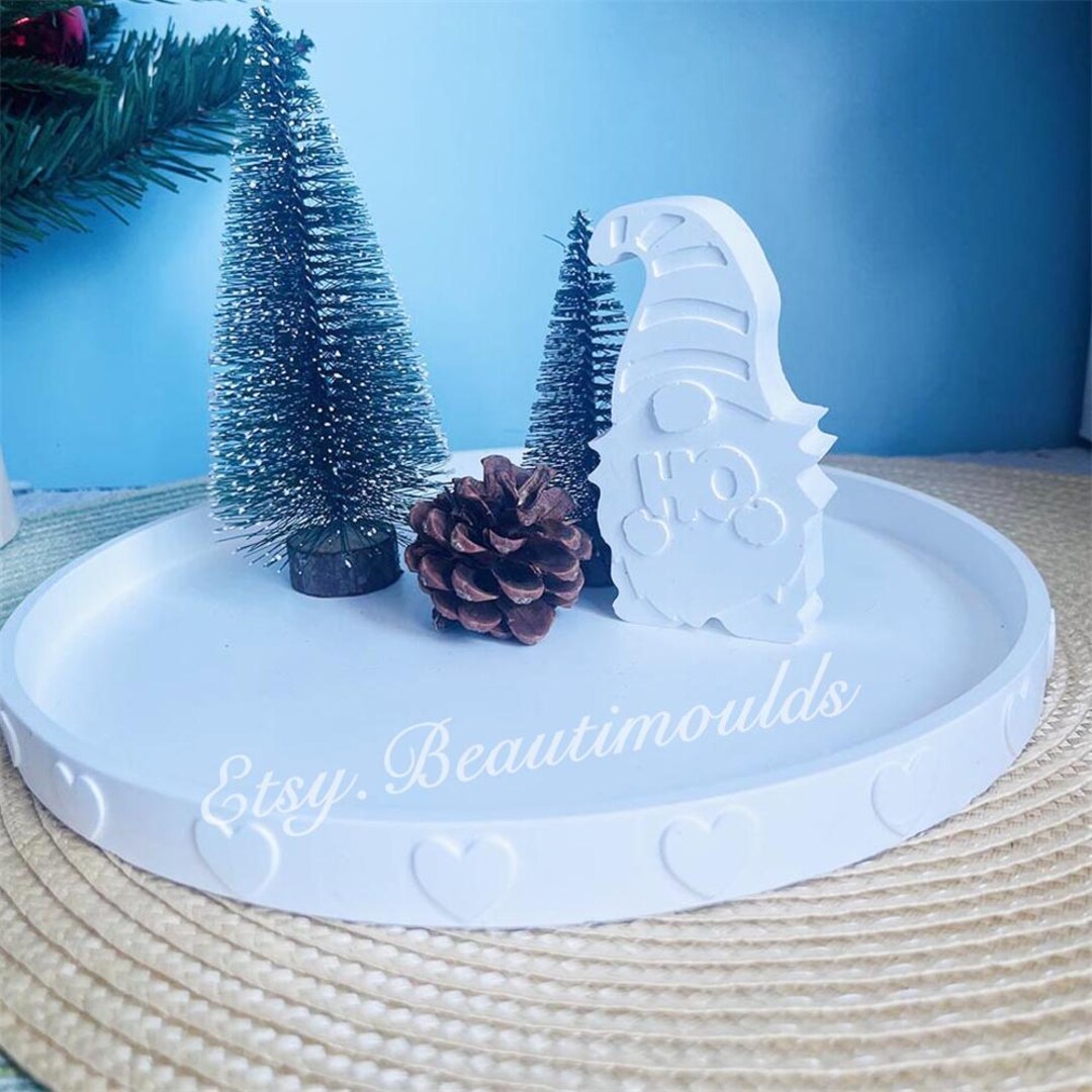 Silicone Mold , 25cm Round Tray With 20 Mini Heart Around , Large Heart ...