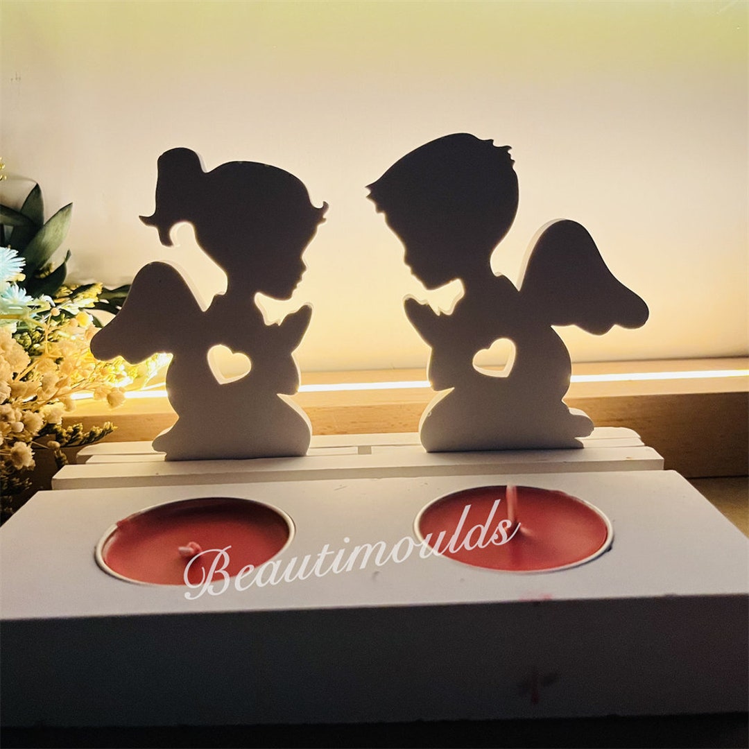 Silicone Mold , Angel Boy and Angel Girl Insert Mold , Heart Angel ...