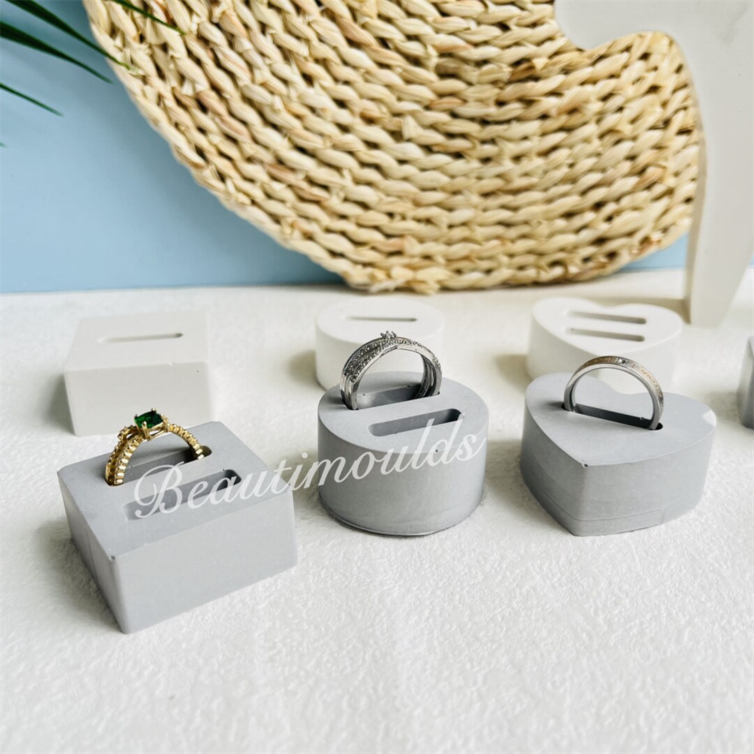 8 in 1 Heart Rings Holder Silicone Mold , Square Round Shape Rings ...
