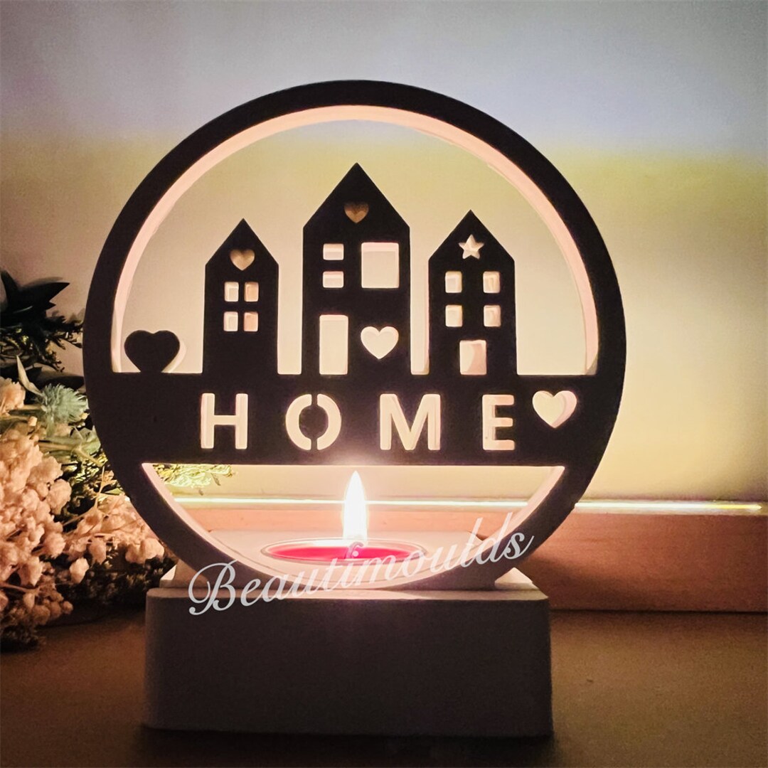 Silicone Mold , Ring House Insert for Tea Light Holder , Home , Heart ...