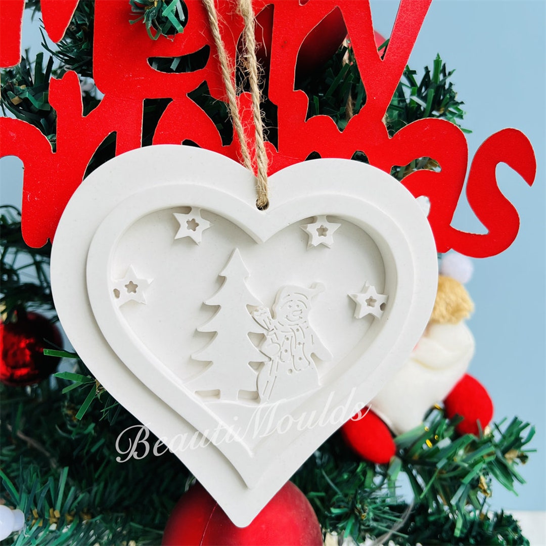 Silicone Mold Heart Christmas Peandant Snowman Star Christmas Tree ...