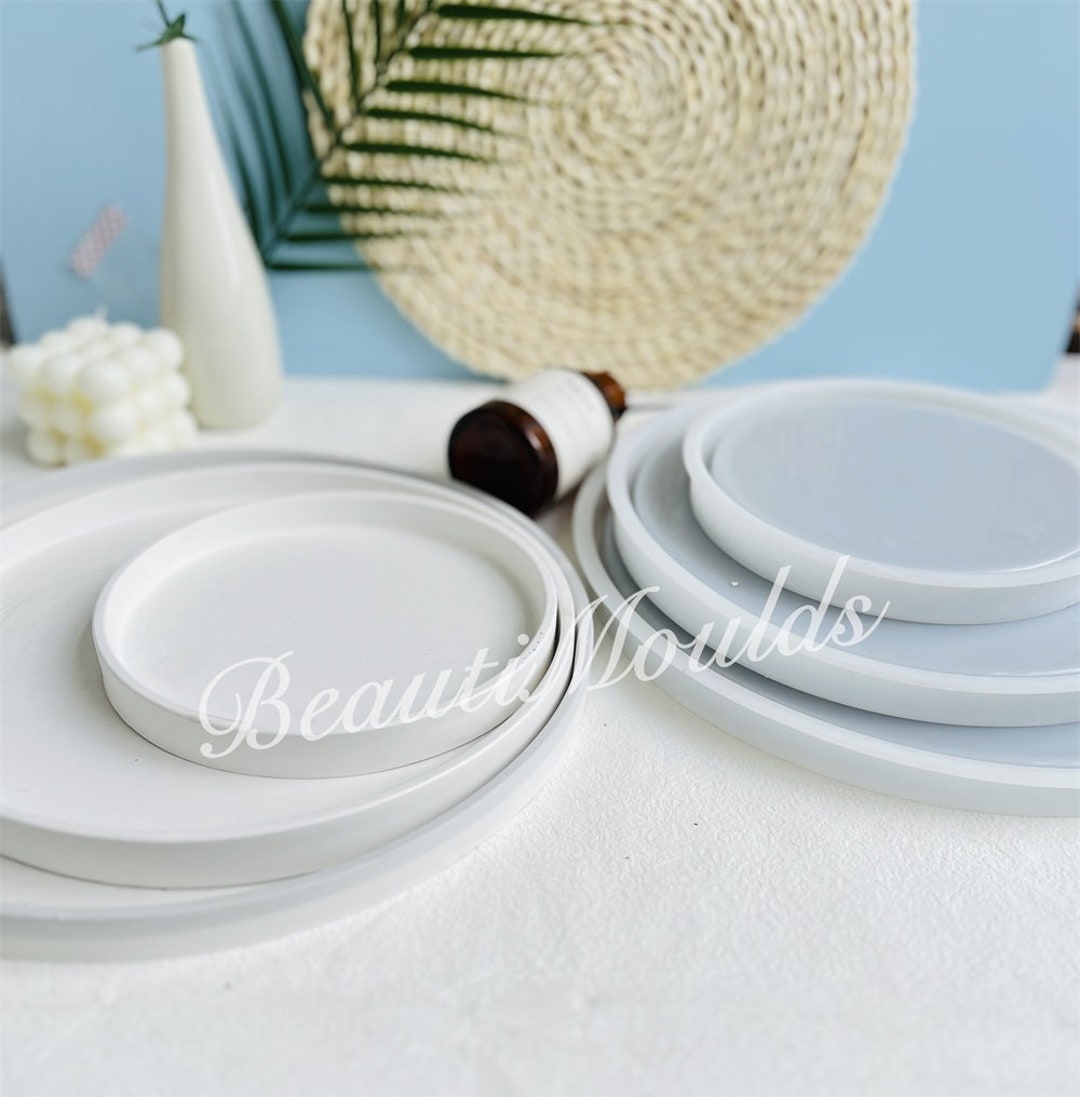 Silicone Molud 3 Size Large Round Tray Mould, DIY Cement Concrete ...