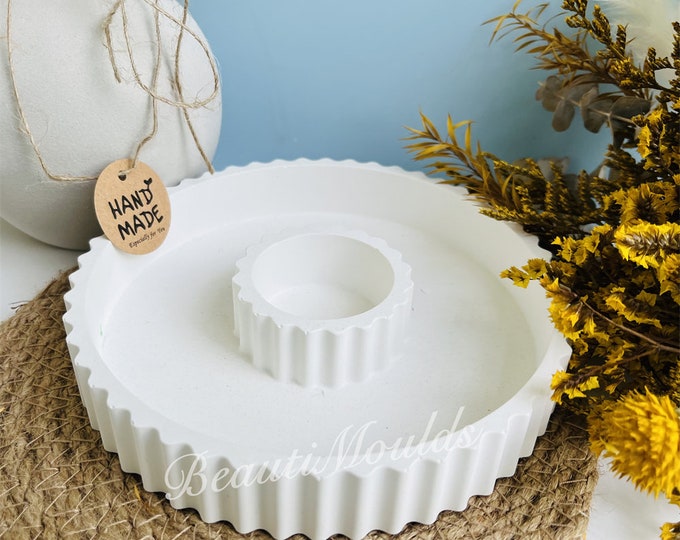 Silicone Mold , 14cm Round Stripe Tealight Candle Tray , Candle Holder ...